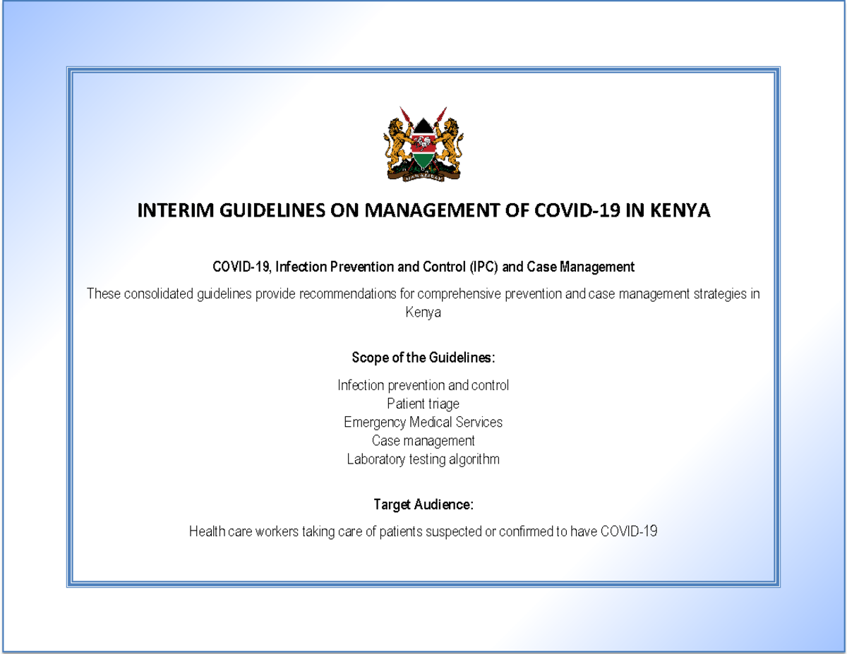Case management protocol - The Kenyan Ministry of Health (MOH) wishes ...