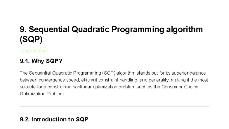 9 - SQP Algorithm for Consumer Choice Optimization Problem - Studocu