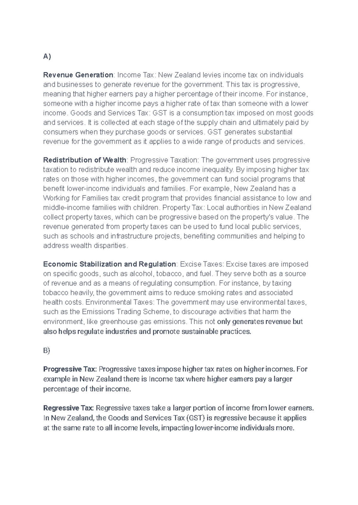 ACC Test 2 - Revenue Generation and CSR in New Zealand Tax System - Studocu