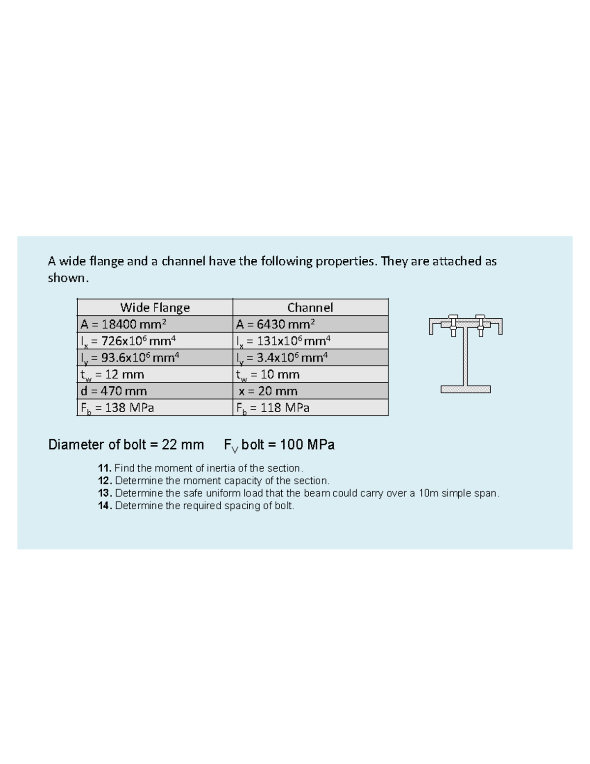 Wide Flange and Channel Properties Analysis for Structural Design - Studocu