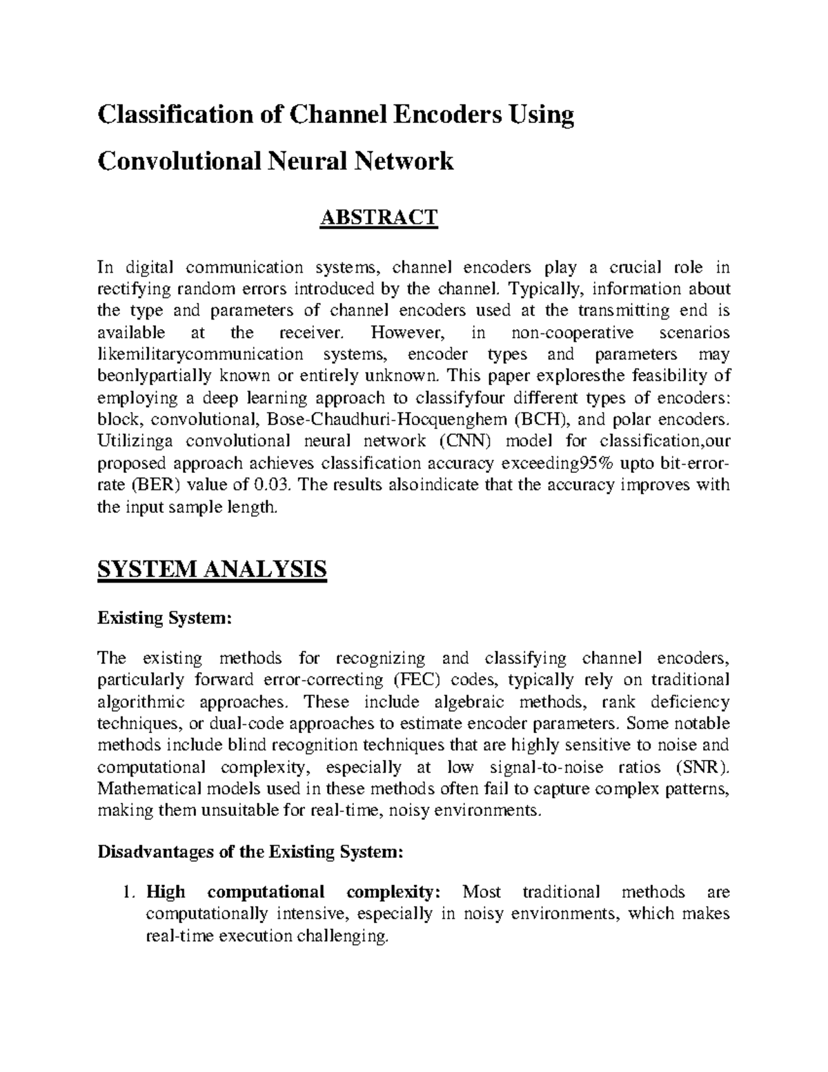 Classification of Channel Encoders with CNN: Technical Insights & Results - Studocu