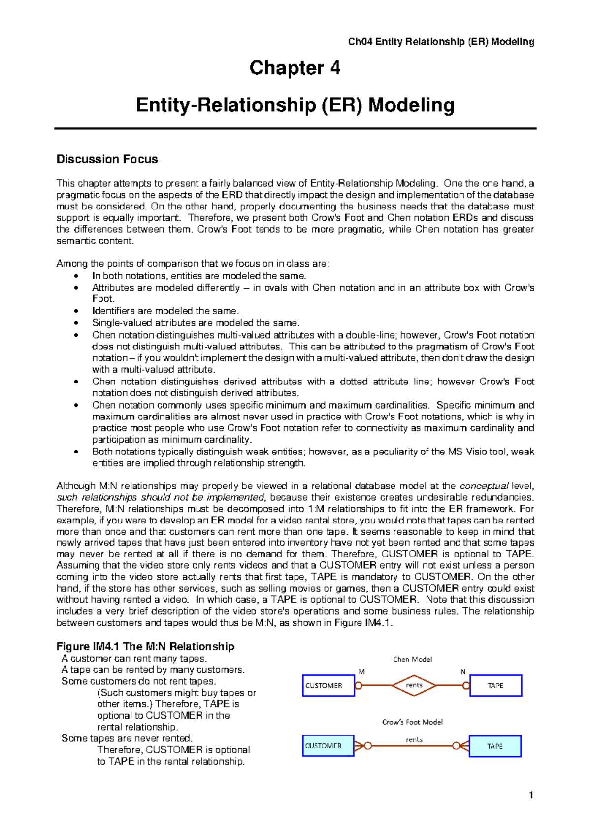 Revision Notes on Entity-Relationship Modeling (Chapter 4) - ERD ...