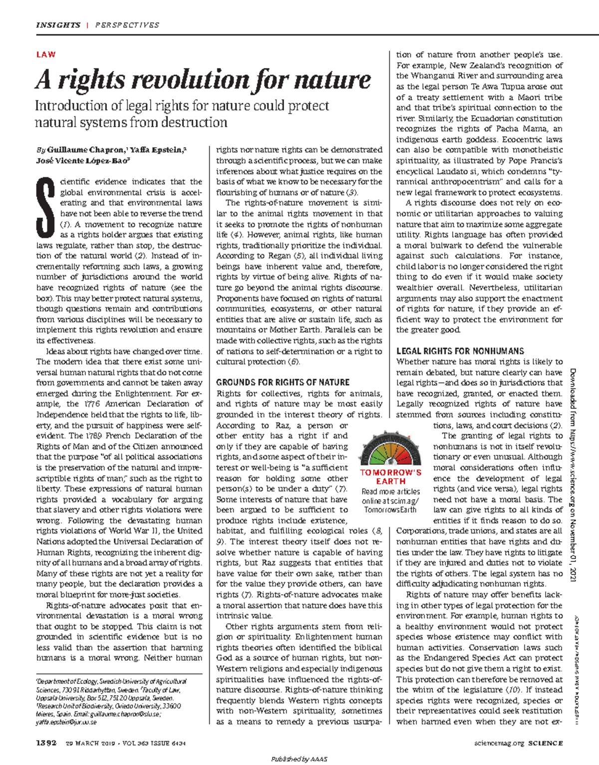 A Rights Revolution for Nature: Legalizing Environmental Protections ...