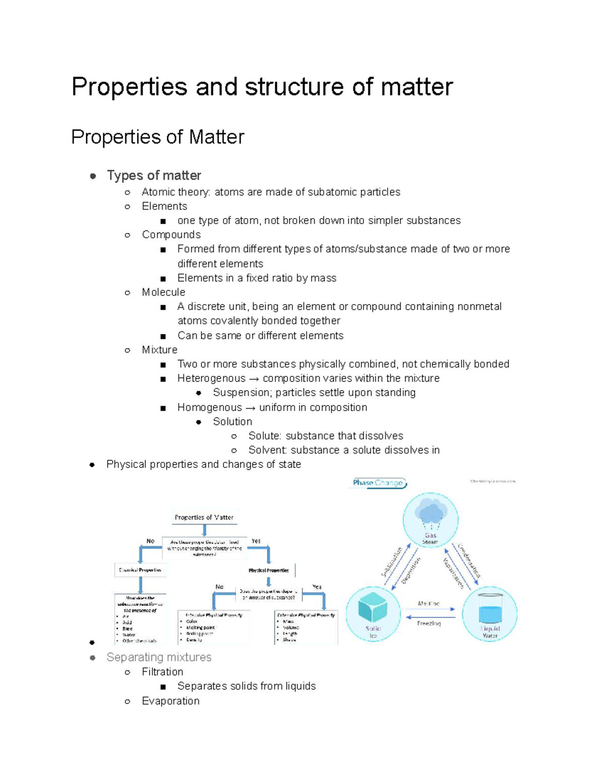 Chemistry - Chem Mod 1: Properties and Structure of Matter Notes - Studocu