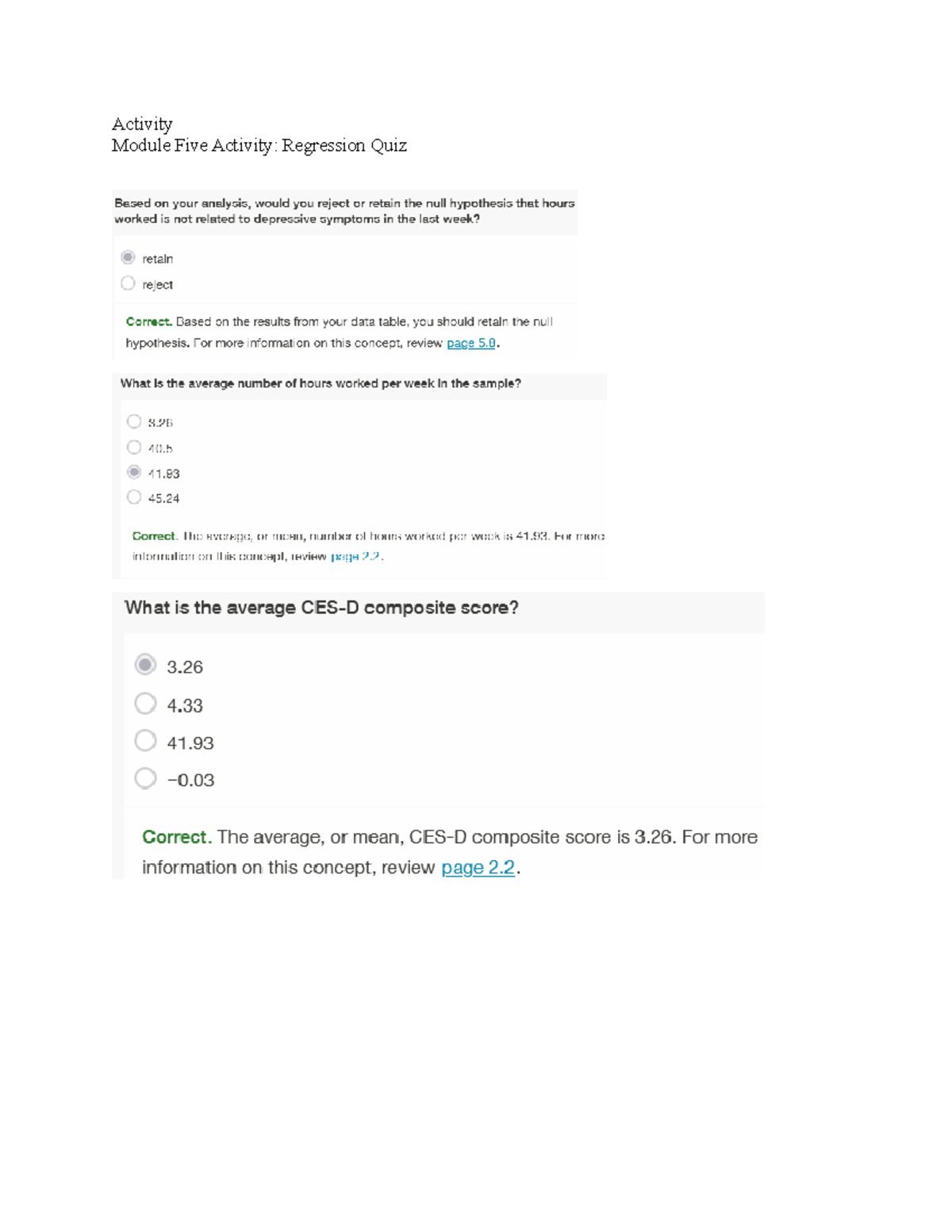 PSY260 Module 5 Regression Quiz Analysis & Answers - Studocu