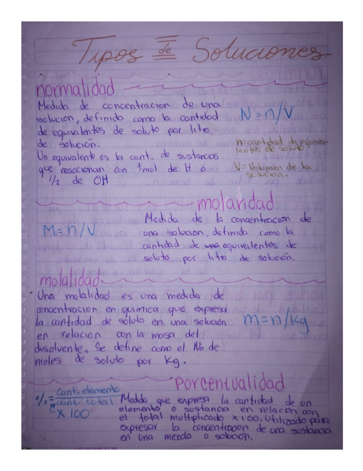 Tipos de Soluciones: Normalidad, Molaridad y Más en Química - Studocu