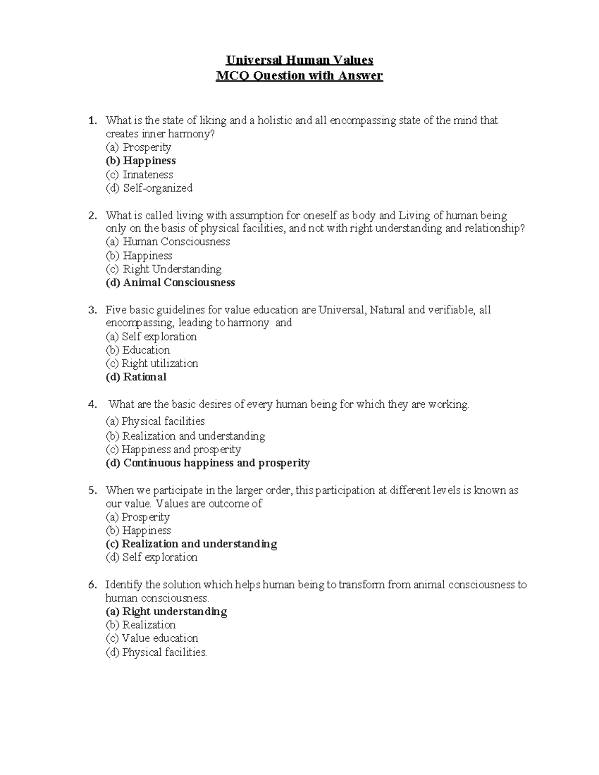 Universal Human Values: Module 1 - Introduction to Value Education ...