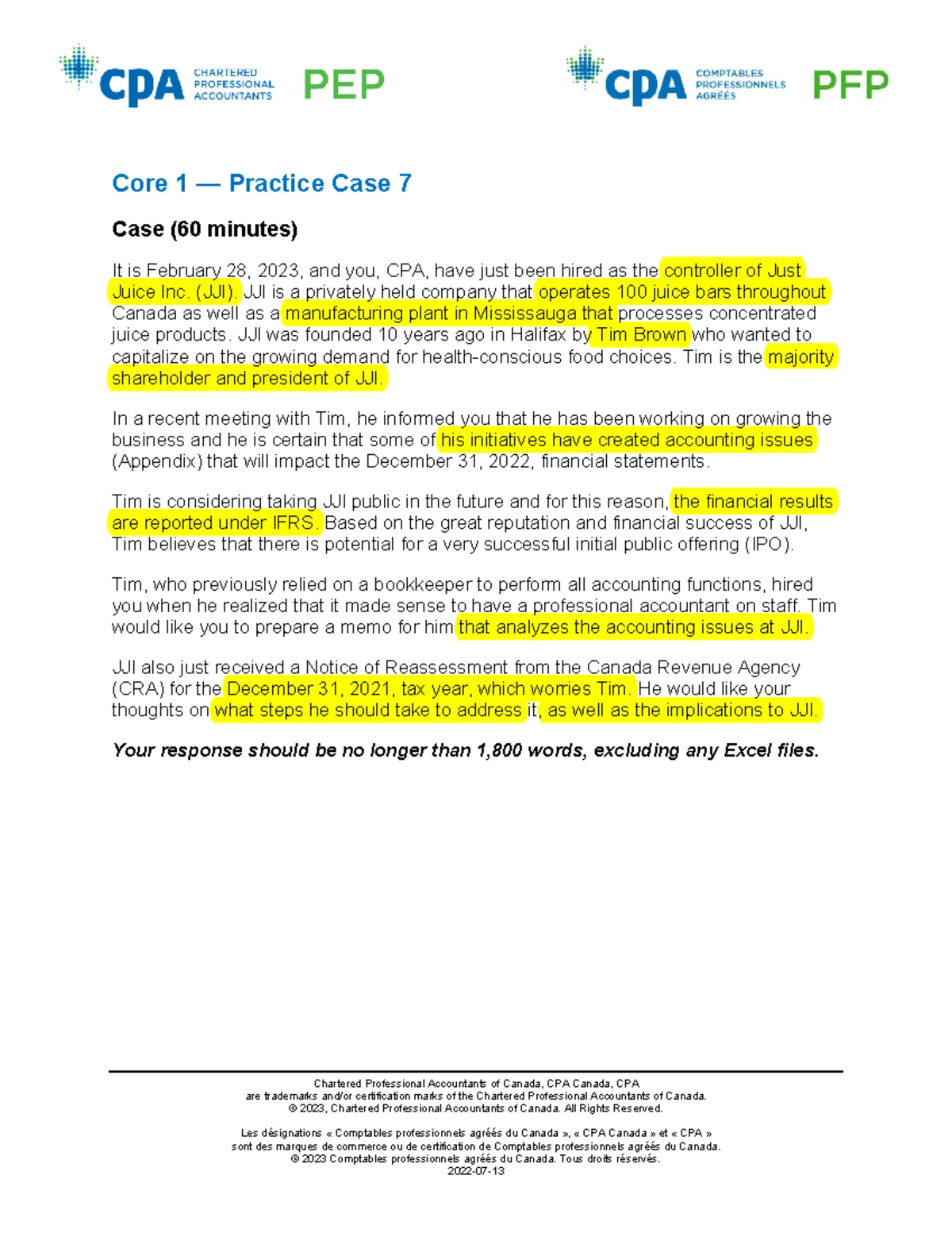 CO1-2301E-PC07.Solution - Chartered Professional Accountants of Canada ...