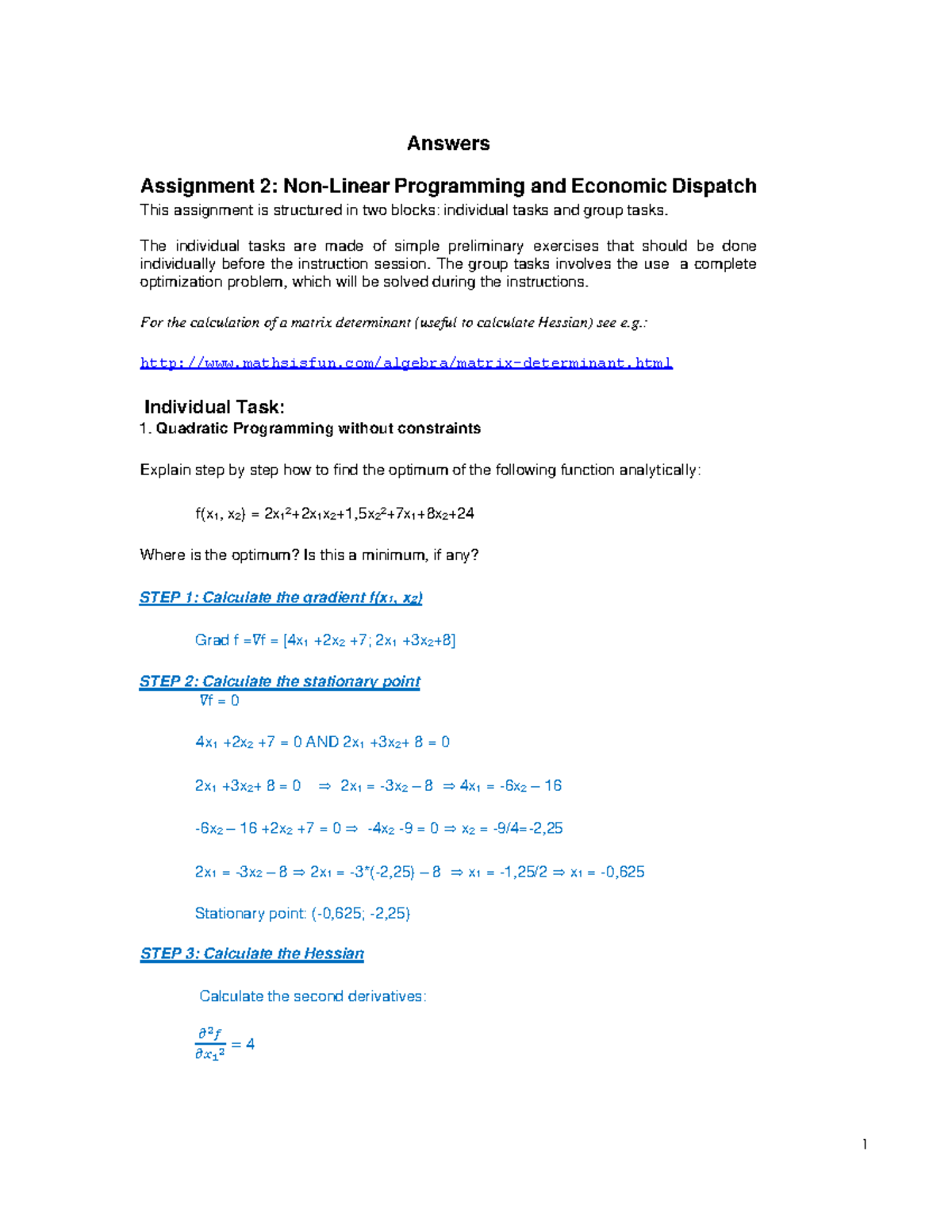 Assignment 2 Answers 2020-21 - Answers Assignment 2: Non-Linear ...