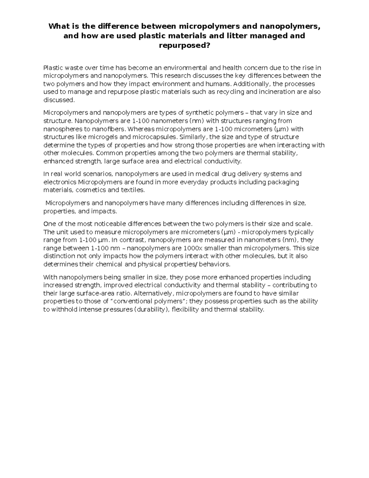 Nanopolymers vs Micropolymers: Environmental Impact & Management Notes ...