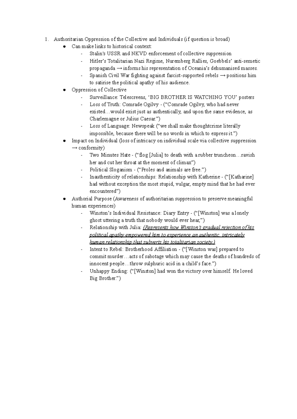 1984 Essay Notes: Authoritarian Oppression & Individual Resistance ...