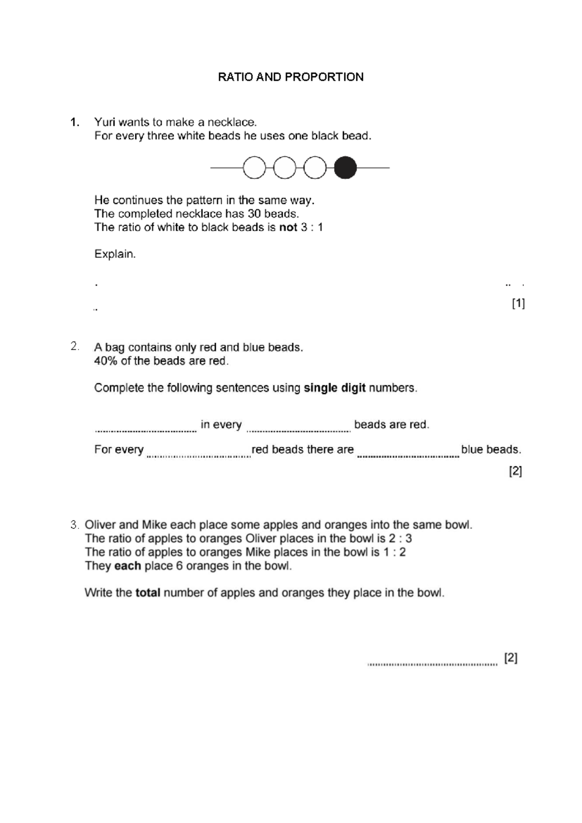Ratio AND Proportion Online - mathematics - RATIO AND PROPORTION 1. 2 ...