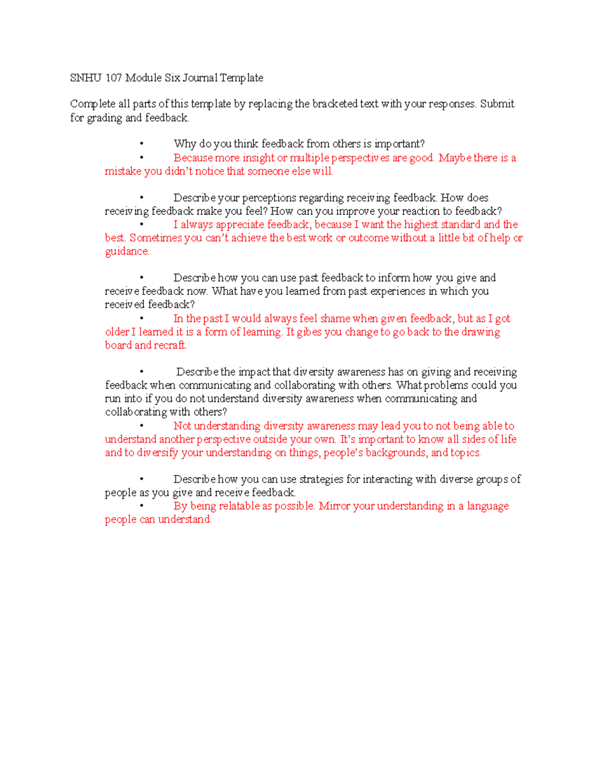 Module Six Journal Template - SNHU 107 Module Six Journal Template ...