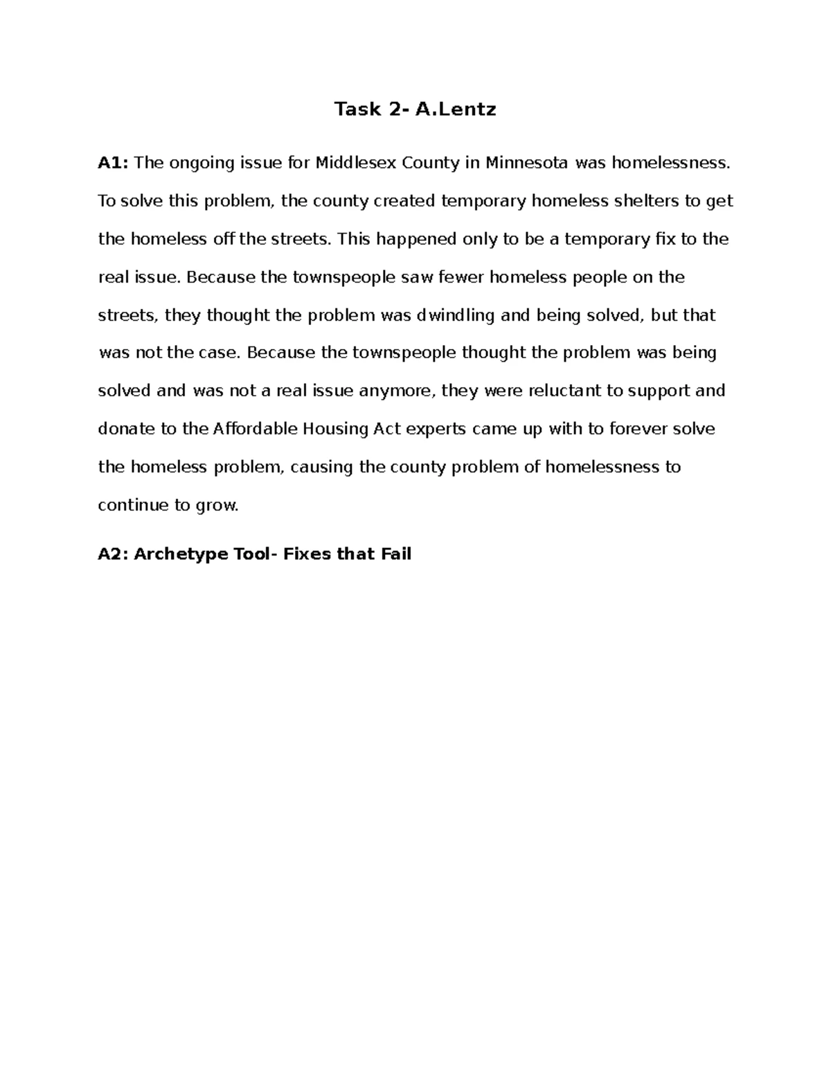 D459 Task 1 - Analyzing Systems Archetype in Homelessness Solutions ...