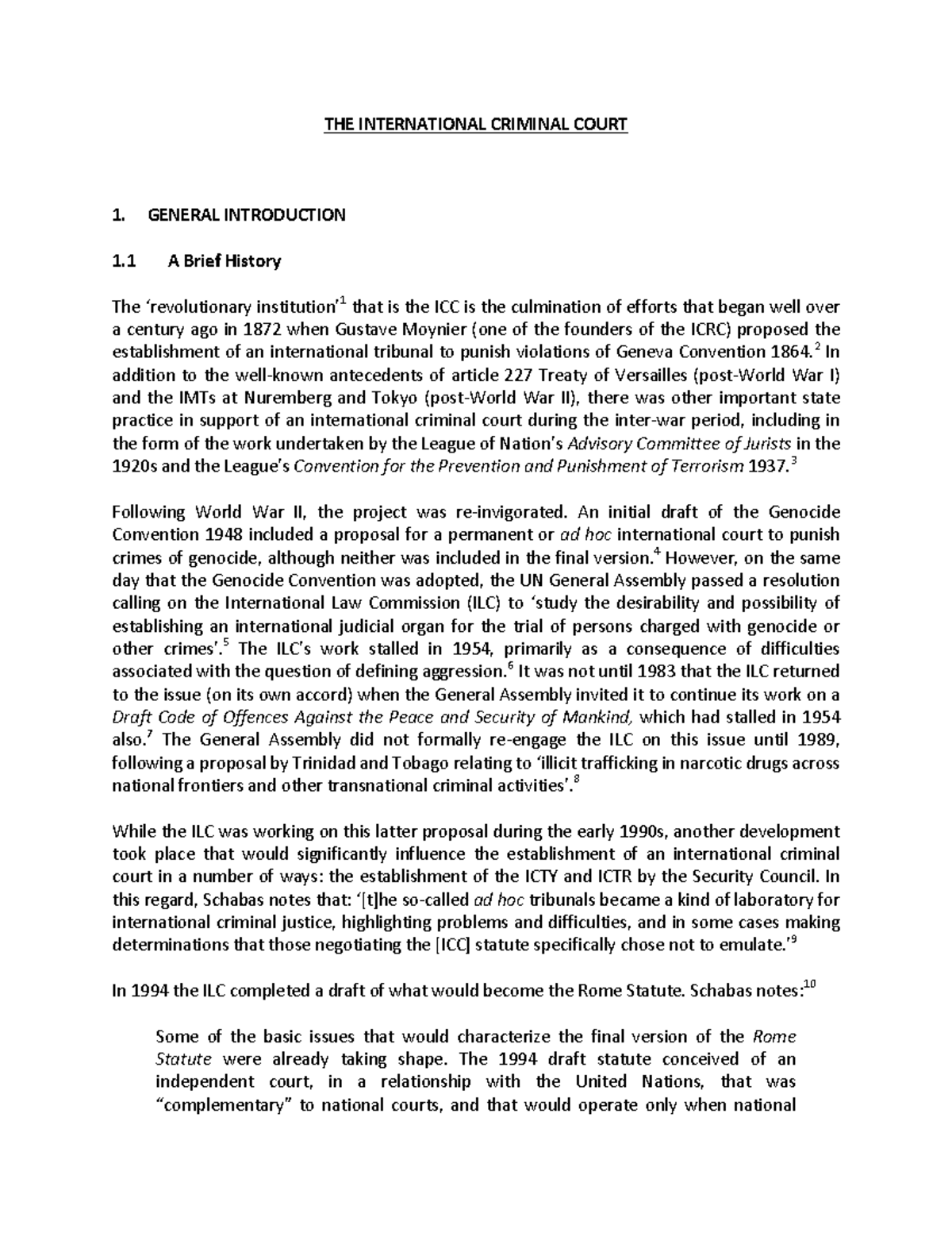 ICL - Overview of the International Criminal Court's History and Dynamics - Studocu