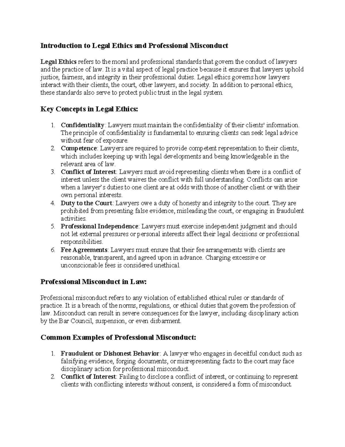 Legal Ethics and Professional Misconduct: Key Concepts and Implications ...