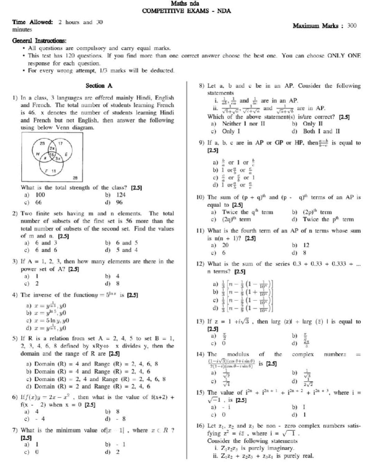 Maths NDA Competitive Exams: Comprehensive Study Guide for MAT14 - Studocu