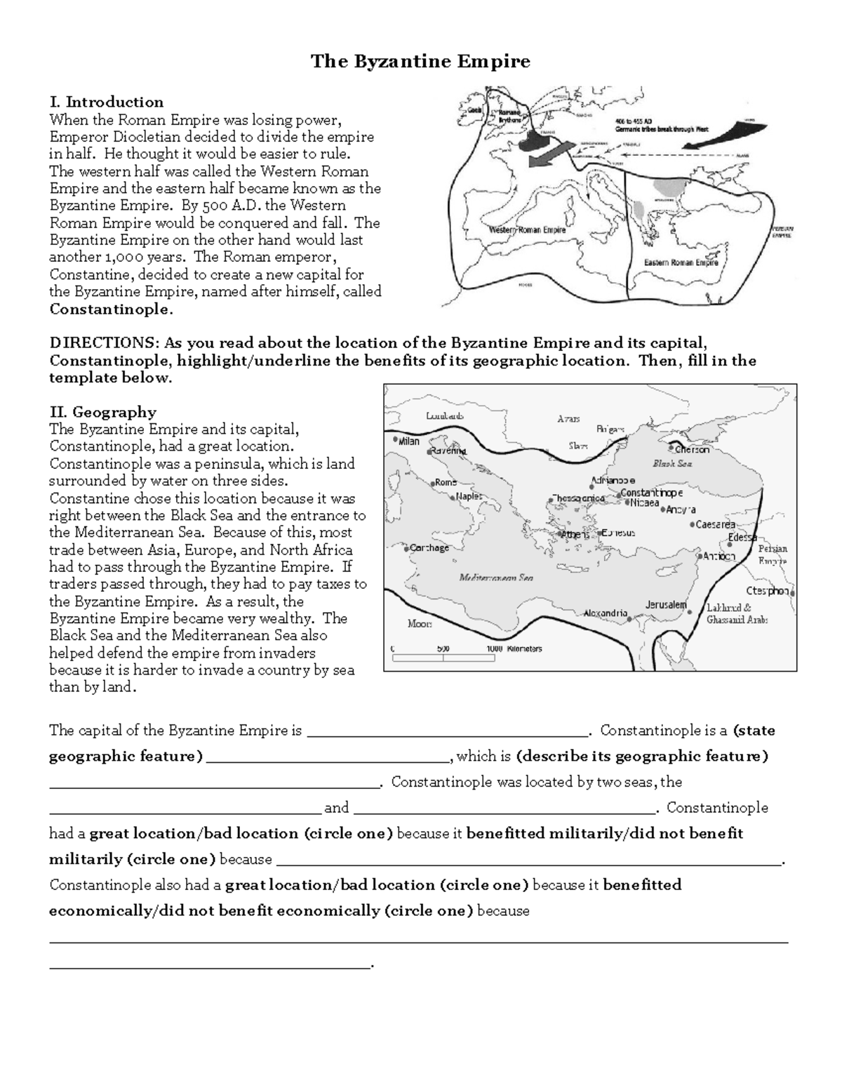 Byzantine Empire DBQ Notes: Geography & Roman Traditions - Studocu