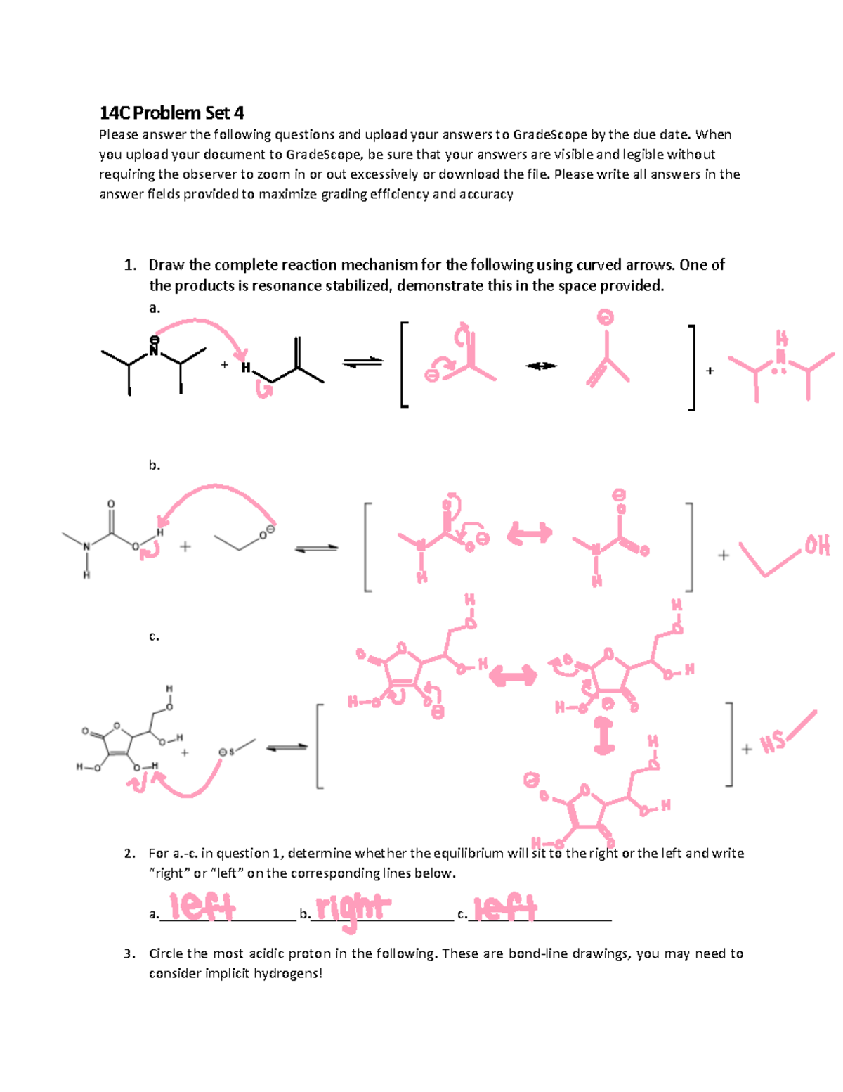 14C Problem Set 4: Reaction Mechanisms and Drug Absorption Analysis - Studocu