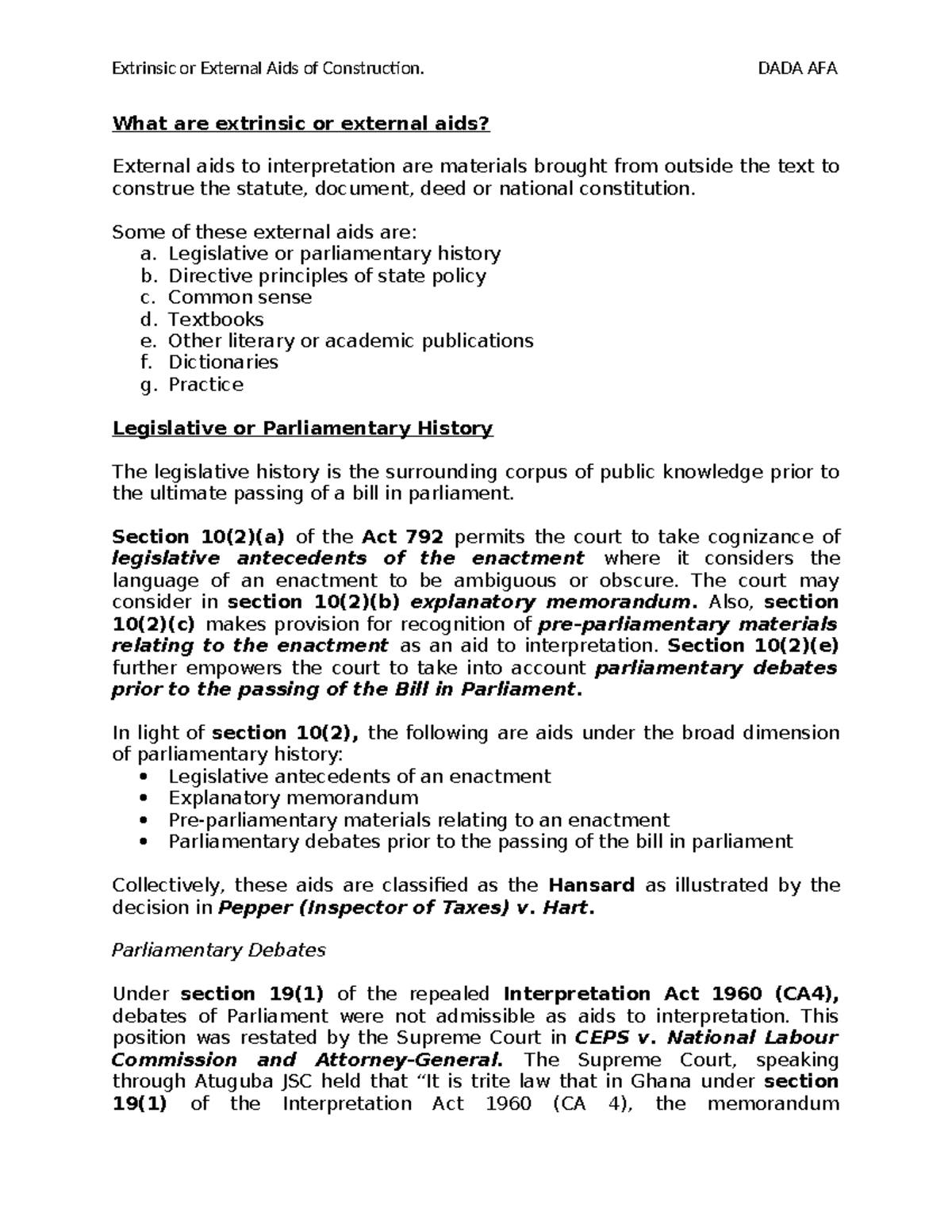Extrinsic Aids of Construction: Understanding Legislative ...