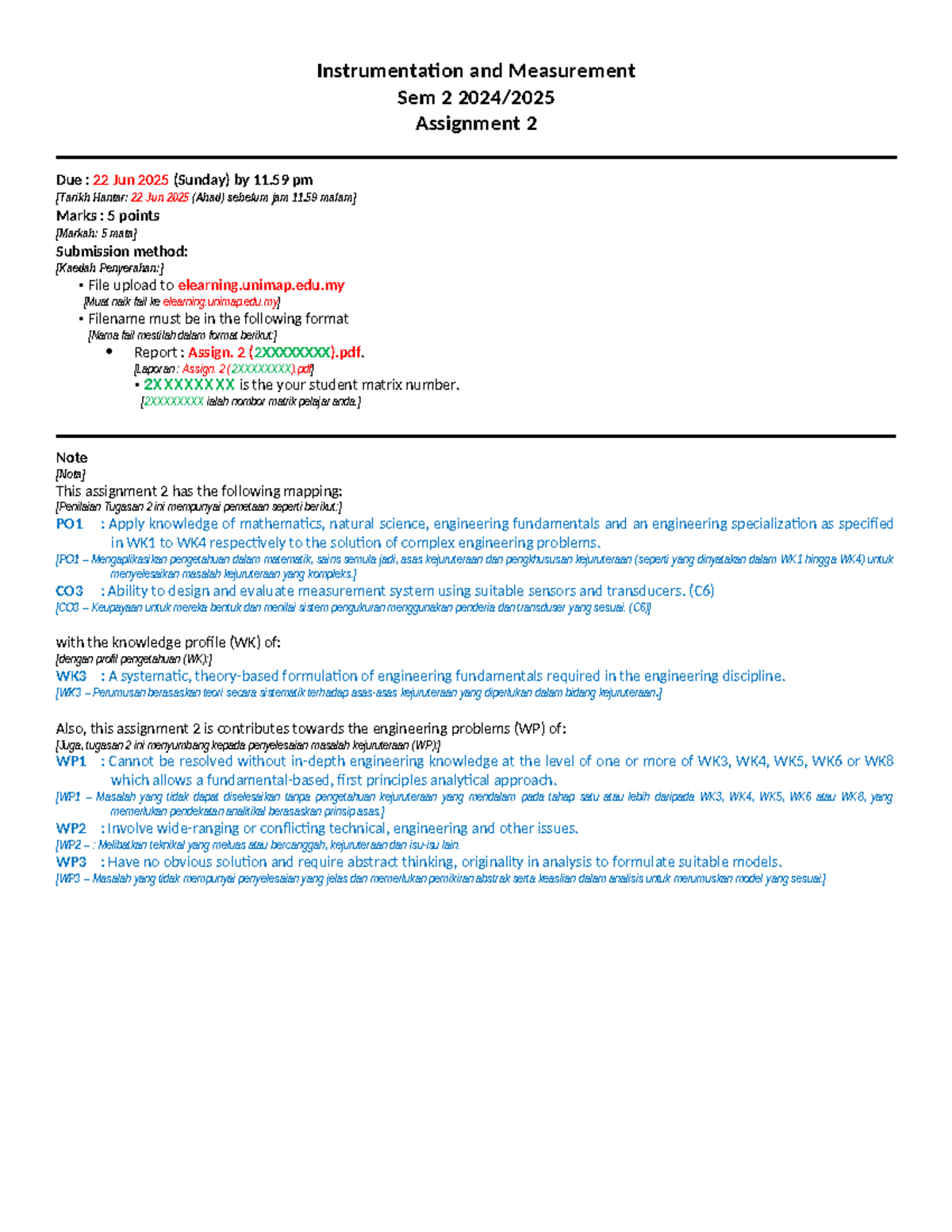 Instrumentation and Measurement Assignment 2 - Sem 2 2024/2025 - Studocu