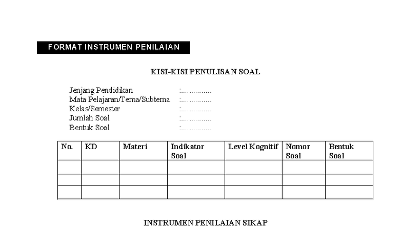 Instrumen Penilaian - KISI-KISI PENULISAN SOAL Jenjang Pendidikan ...