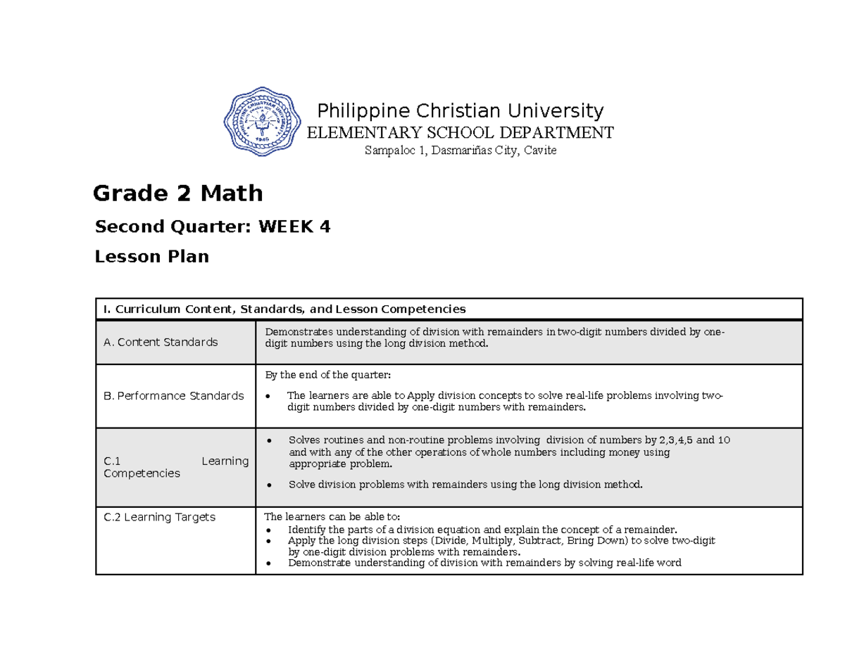 Lesson Plan Types of Weather Gr - Philippine Christian University ...