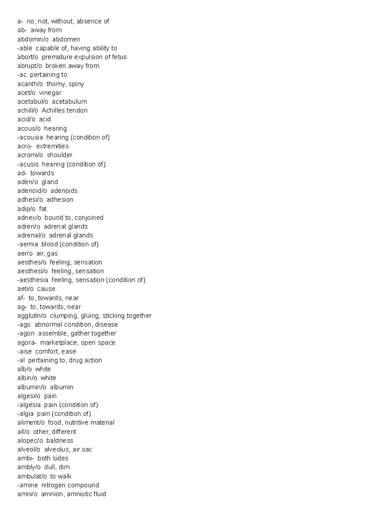 Medical Terminology (MED101): Word Roots, Prefixes & Suffixes Guide ...