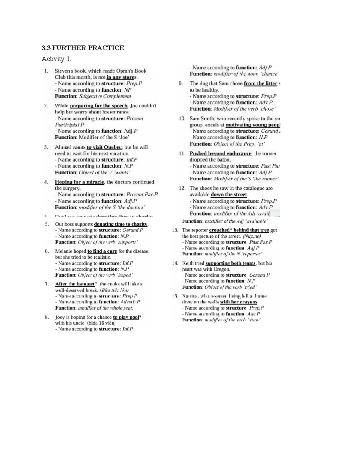 3.3 Further Practice - Function and Structure Analysis - Studocu