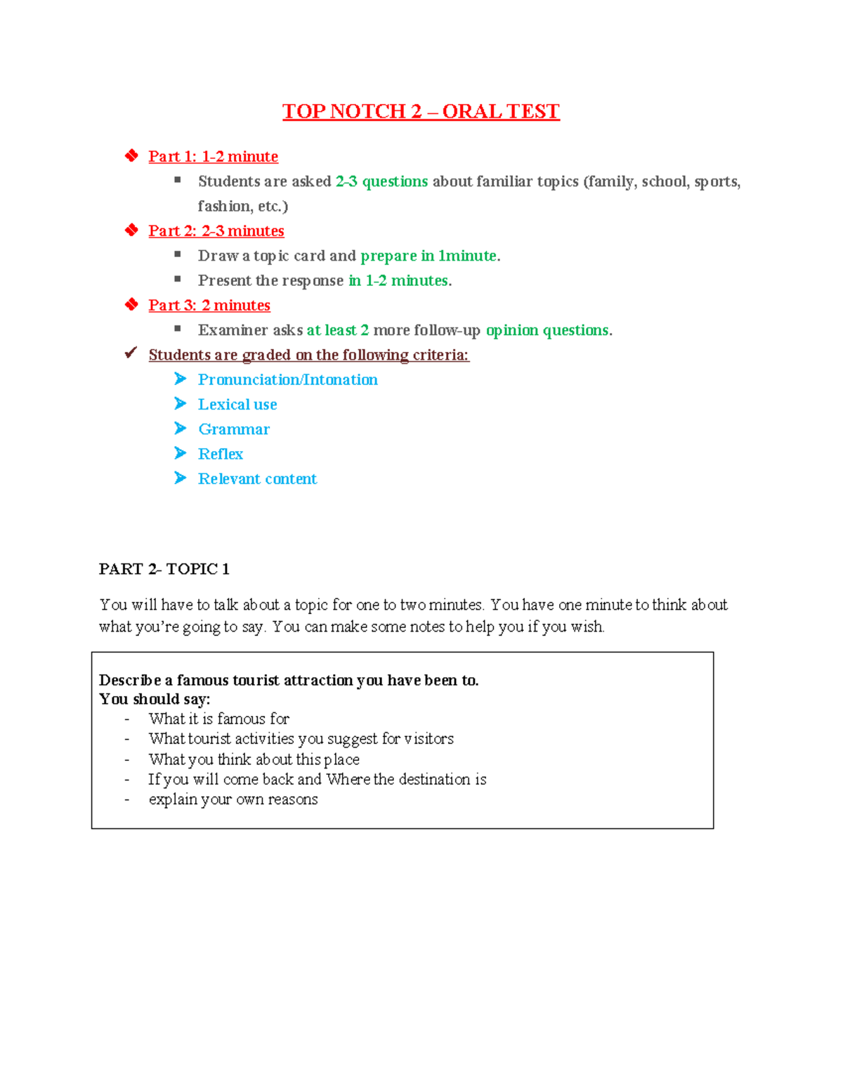 TOP Notch 2 - Listening listen to descriptions of reading - TOP NOTCH 2 ...