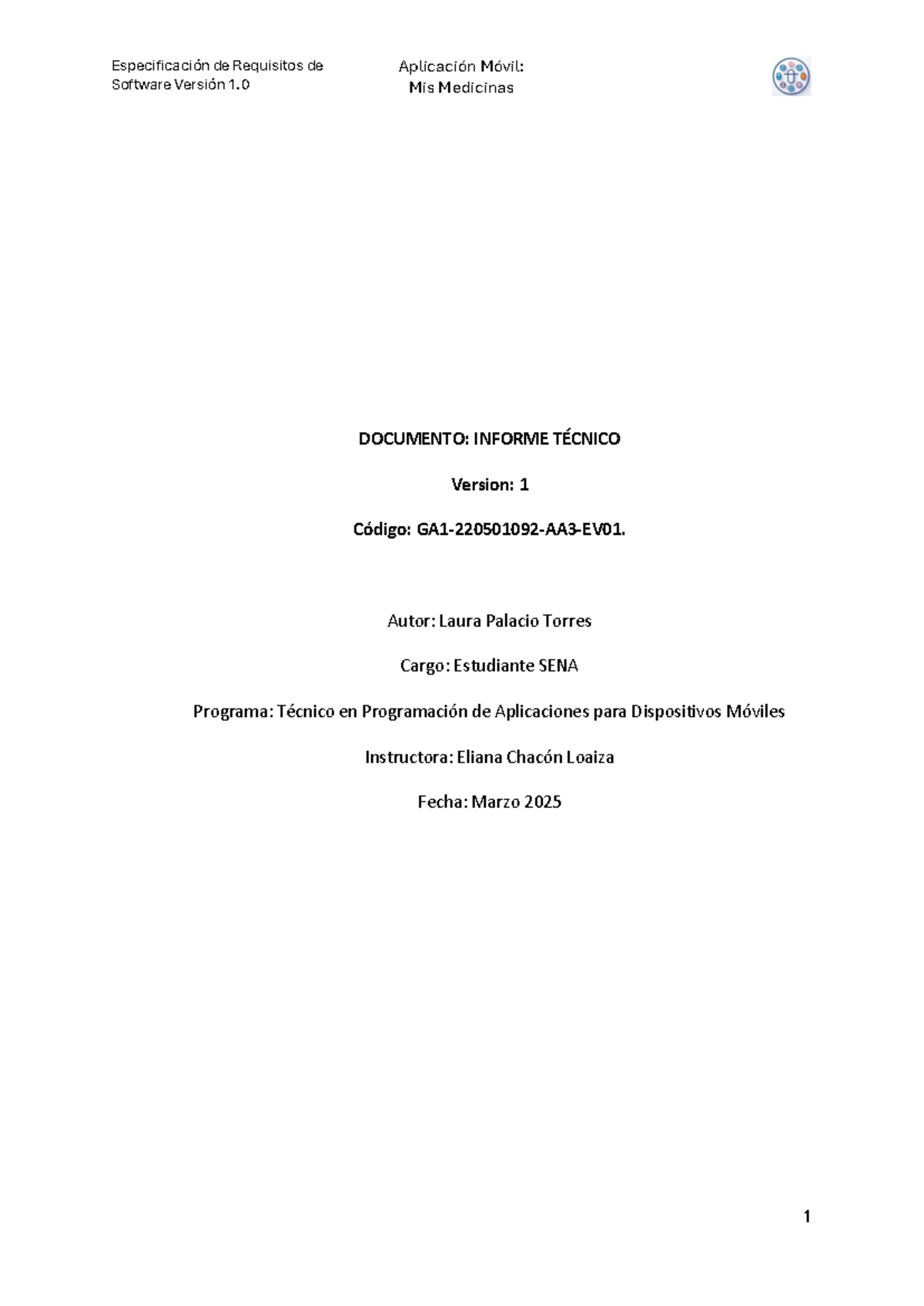 Especificación de Requisitos de Software (ERS) - Software Versión 1 ...