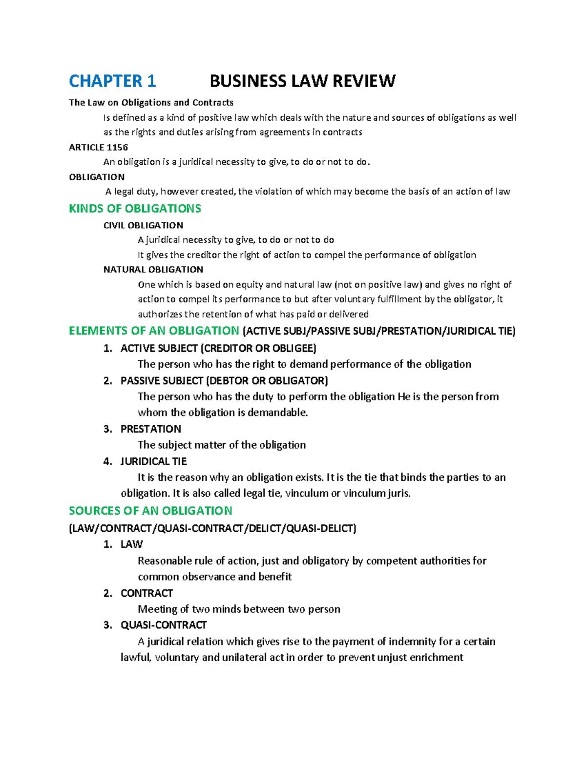 Business LAW Ch. 1-10 Comprehensive Overview and Key Concepts - Studocu