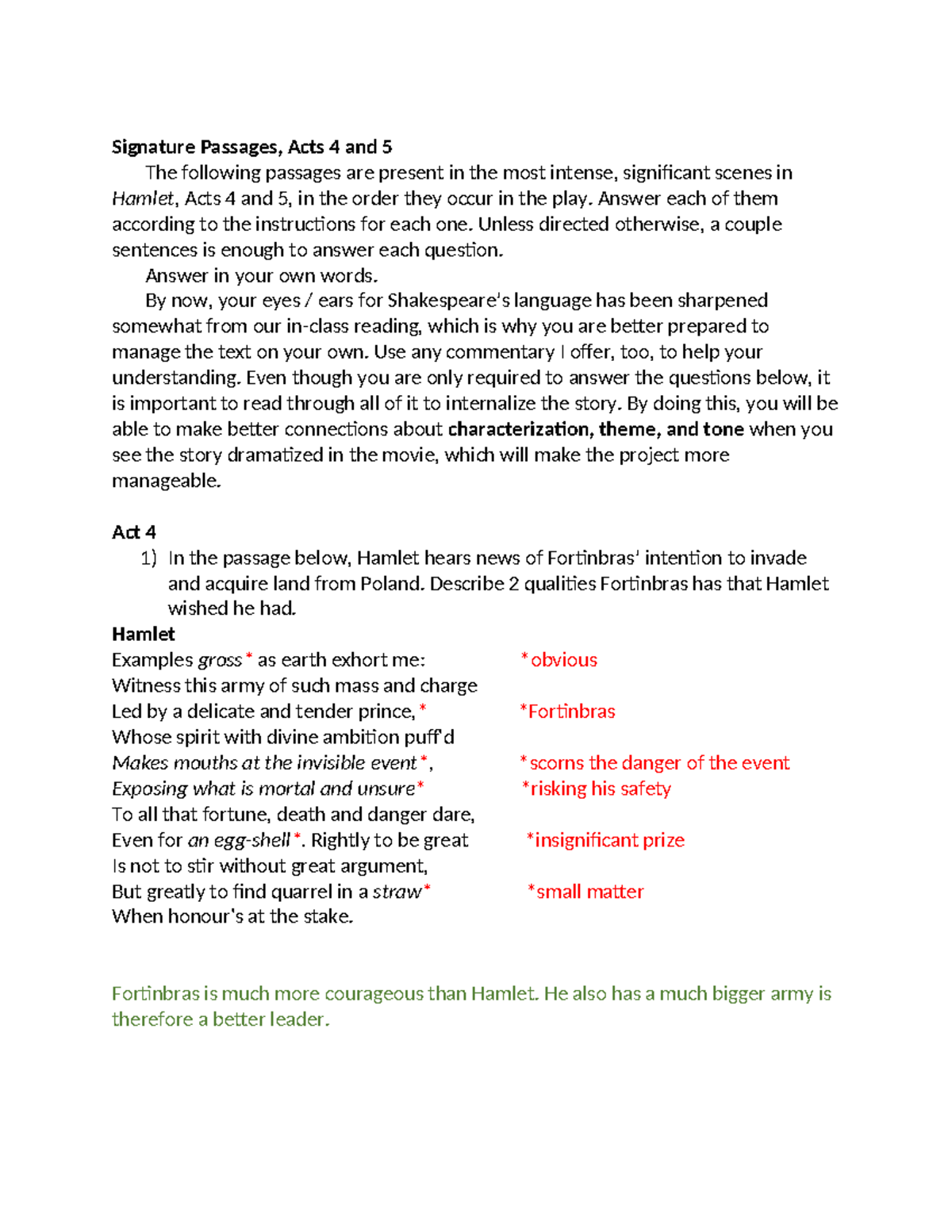 Hamlet Packet: Analysis of Acts 4 and 5 Key Moments - Studocu