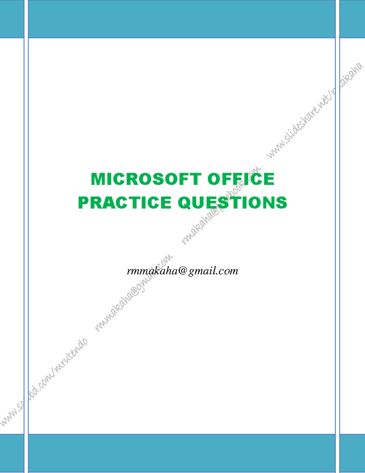 MS Office Exercises - MICROSOFT OFFICE PRACTICE QUESTIONS ...