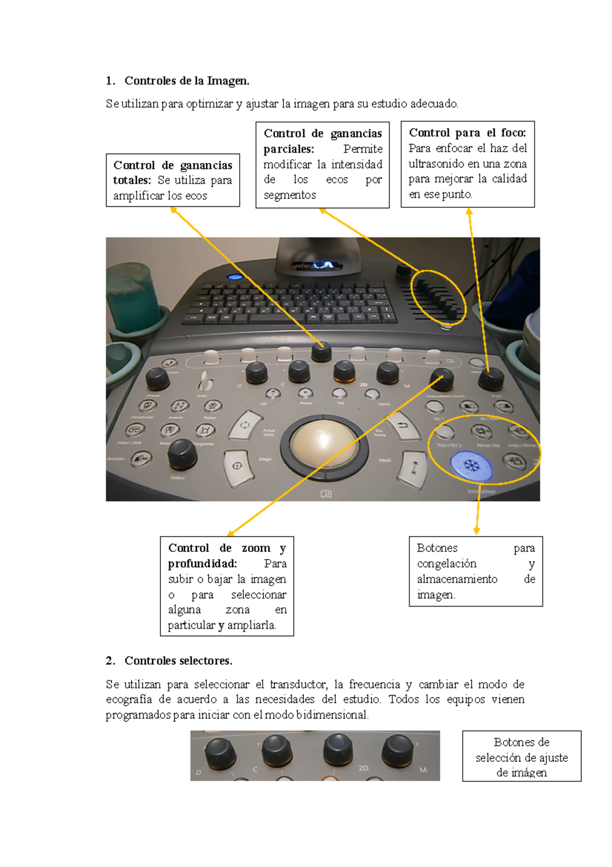 Controles y Partes del Ecógrafo: Optimización de Imágenes - Studocu