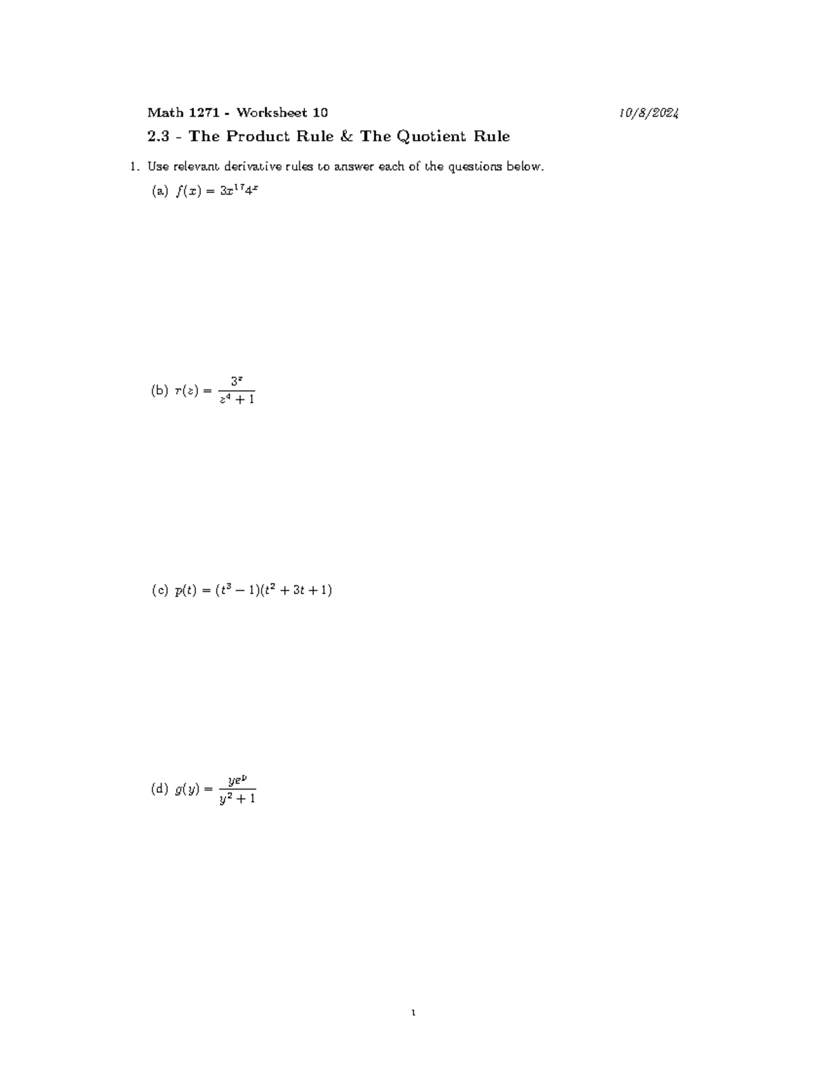 Worksheet+10 - Worksheet for practice - Math 1271 - Worksheet 10 10/8 ...