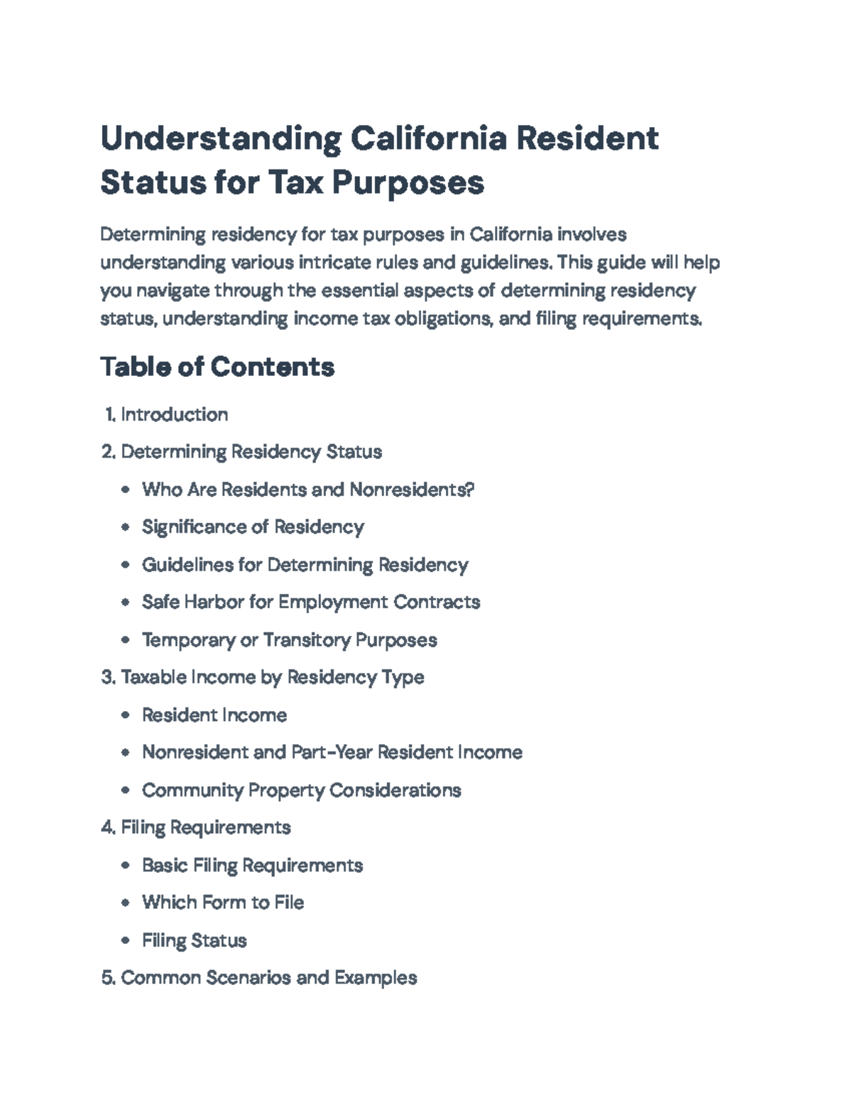 California Tax Residency Guide: Understanding Status & Filing ...