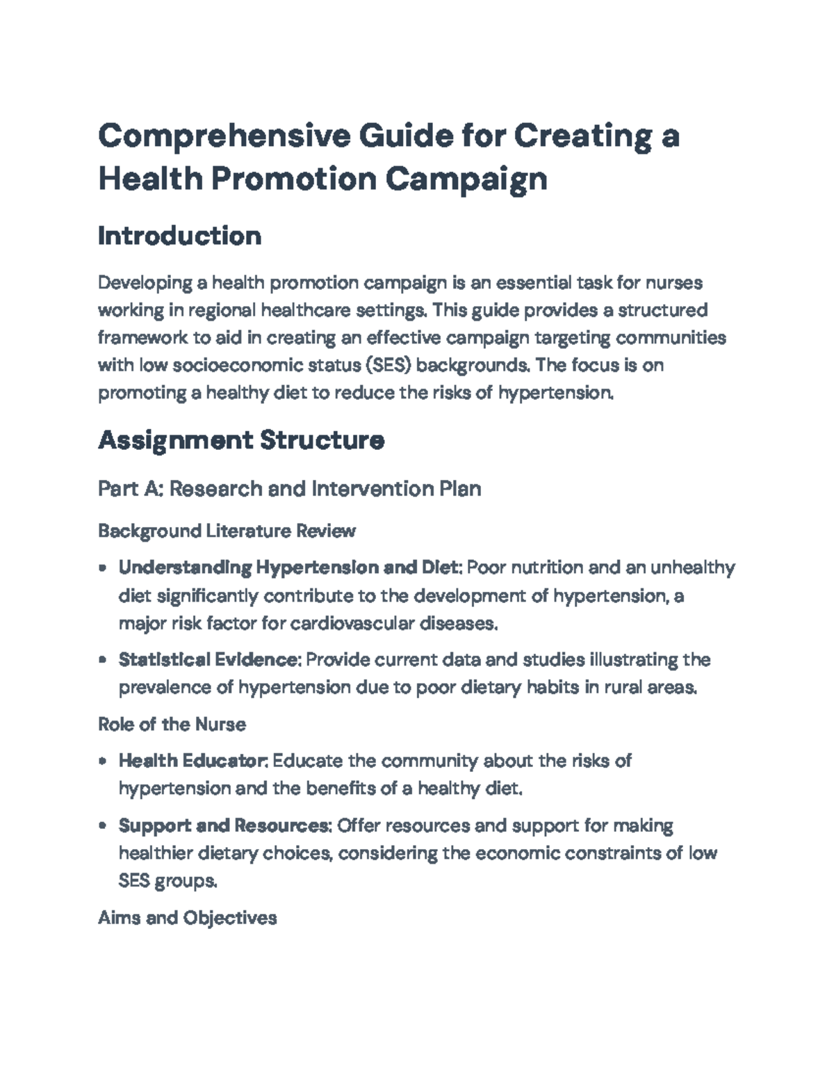 Creating a Health Promotion Campaign for Rural Communities on ...