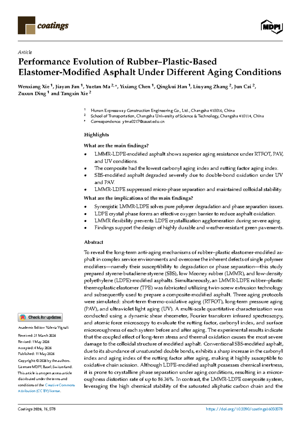 Performance Analysis of Modified Asphalt Under Aging Conditions - Studocu