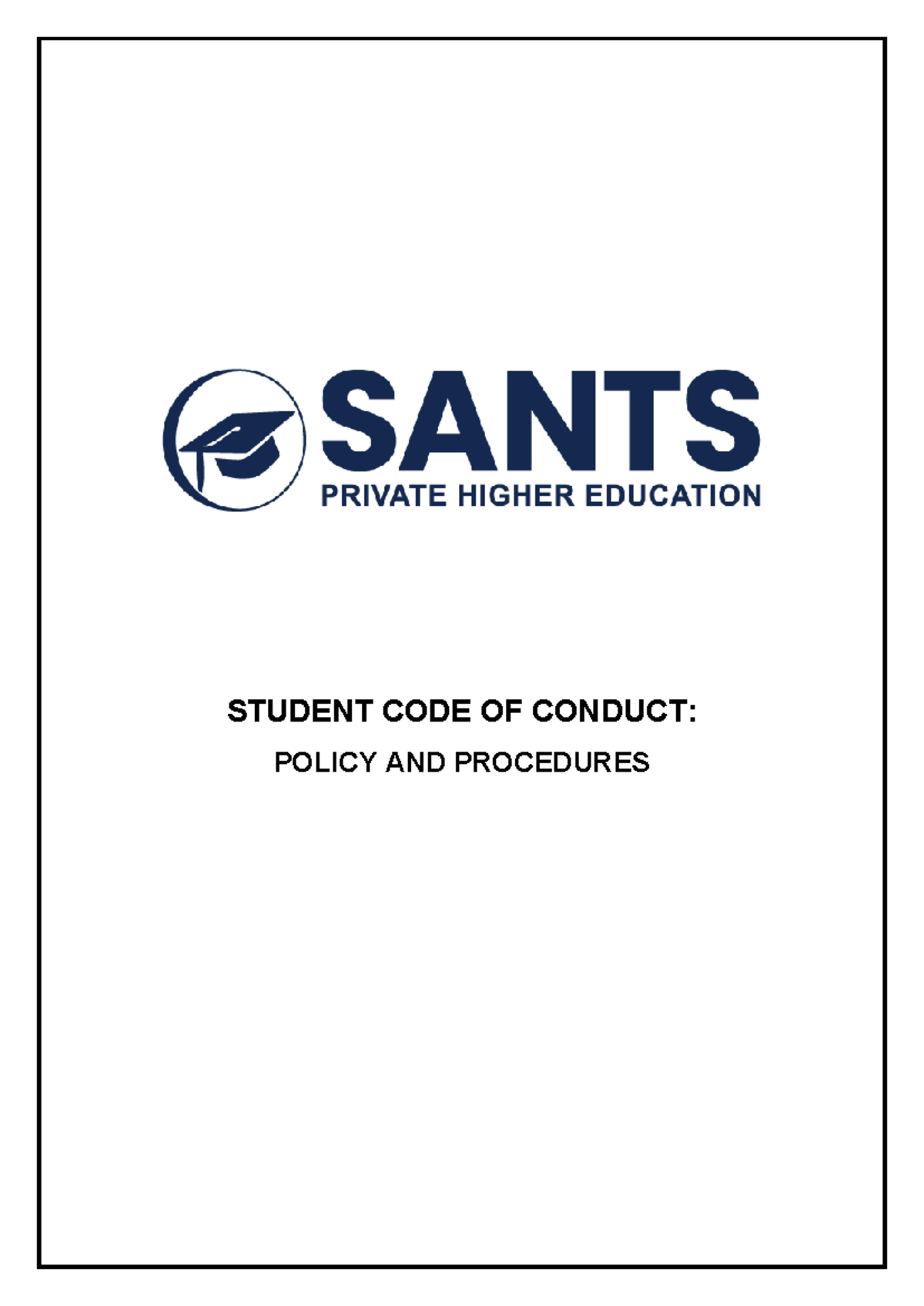 SANTS Student Code of Conduct: Policies & Procedures Overview - Studocu