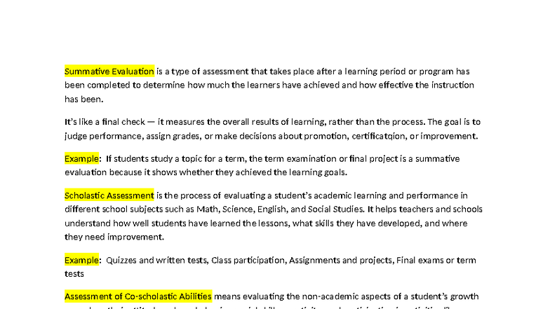 Summative Evaluation in Education: Assessment Strategies and Examples ...