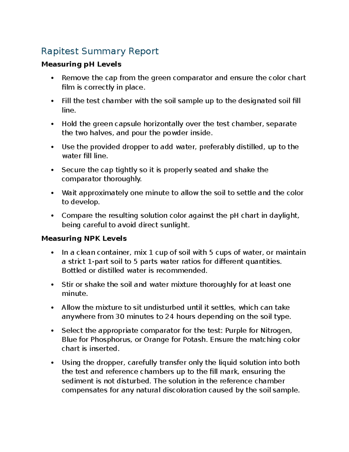 Soil pH and NPK Level Testing Guide - Lab Report - Studocu