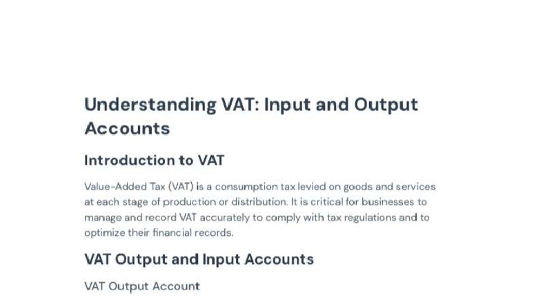 Tax3701 - VAT Notes: Understanding Input & Output Accounts - Studocu