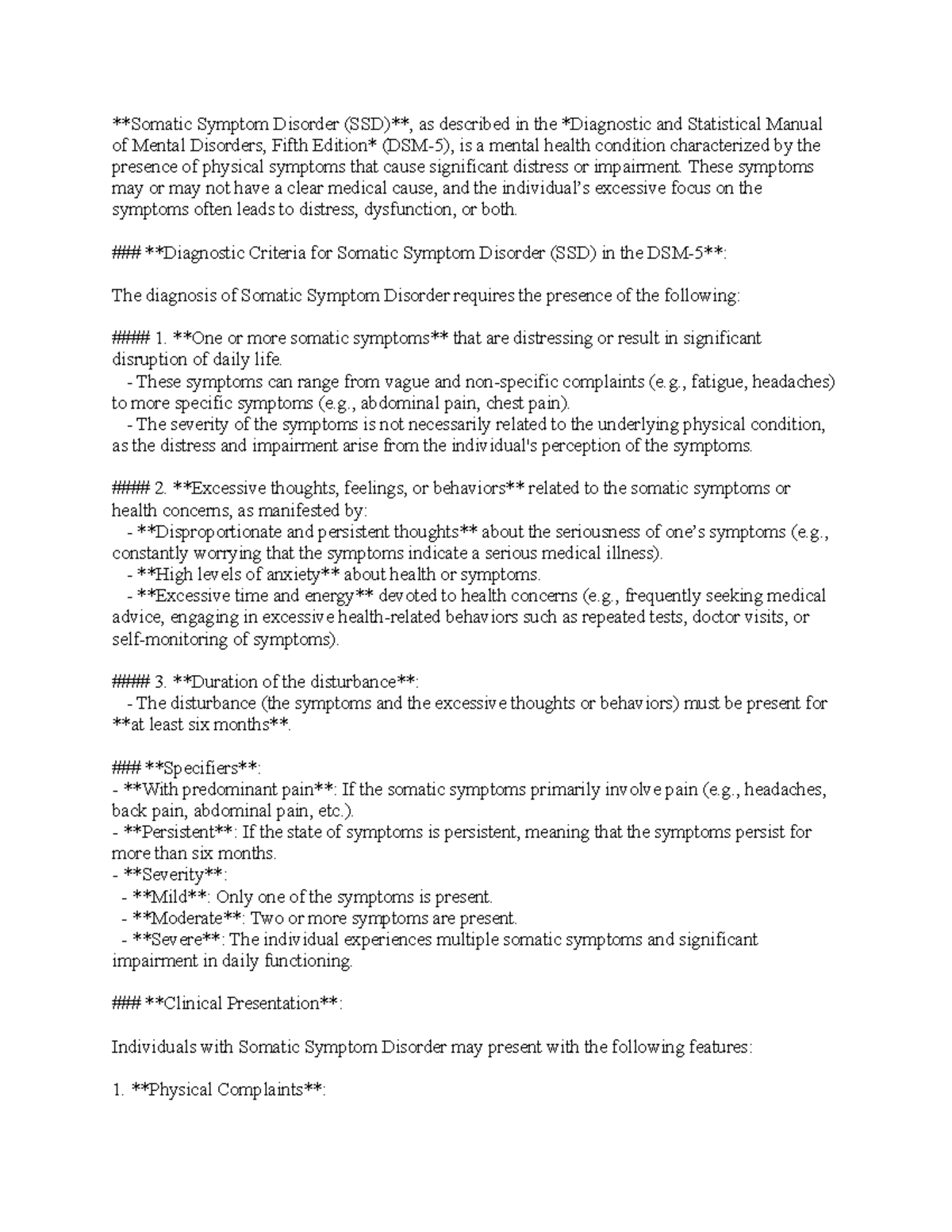 Understanding Somatic Symptom Disorder (SSD): DSM-5 Criteria & Features ...