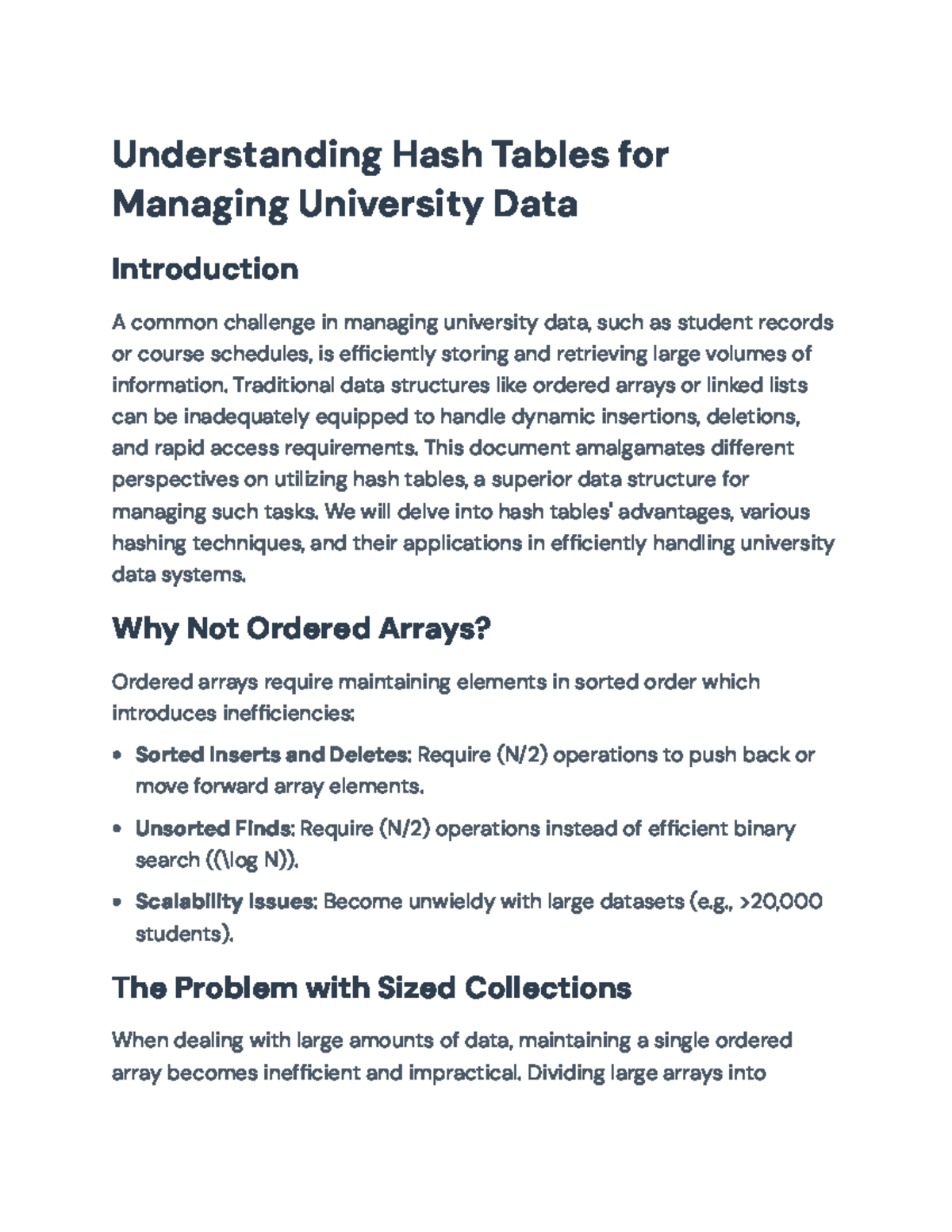 Hash Tables: Efficient Data Management for University Systems ...