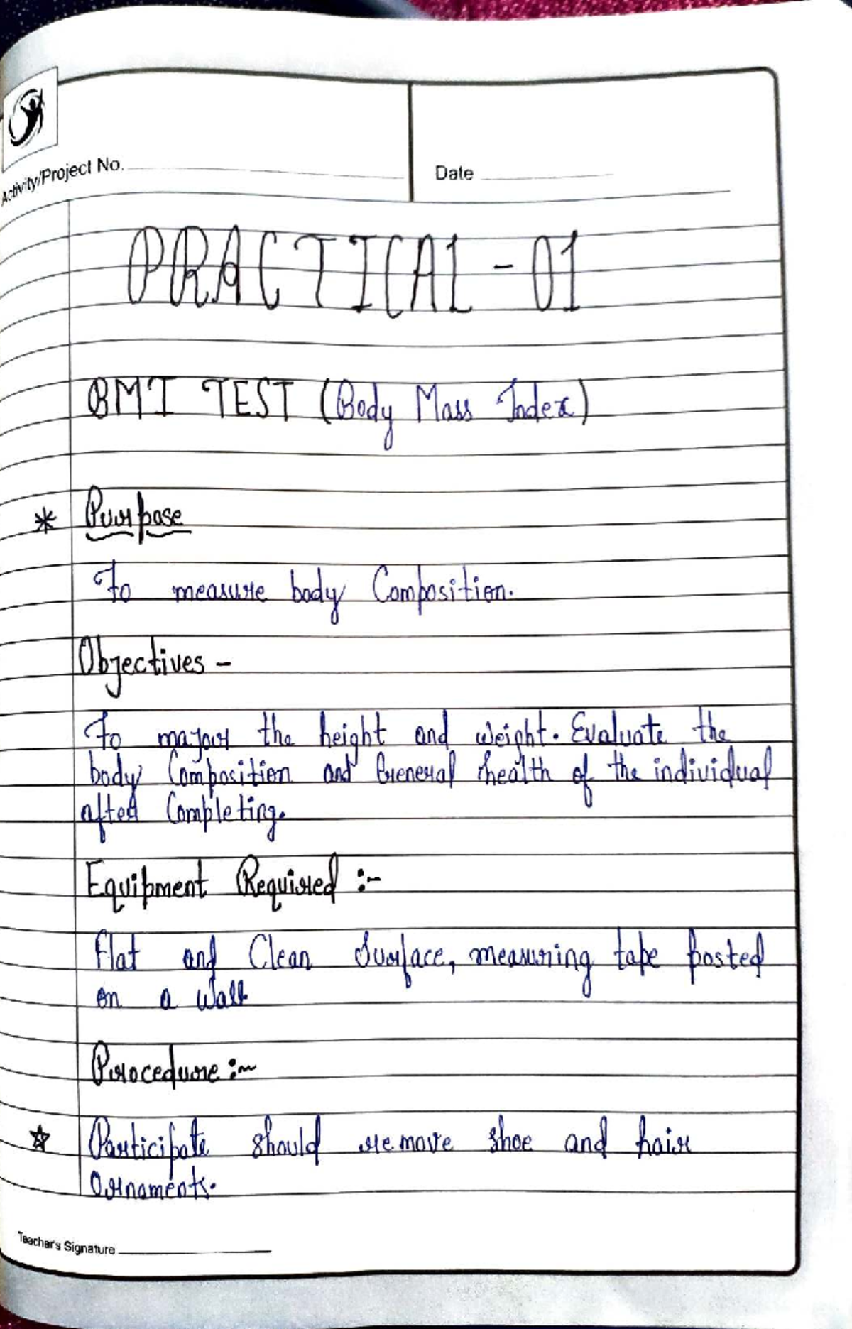 BMI and Fitness Tests Procedures and Scoring Guide (PE 101) - Studocu