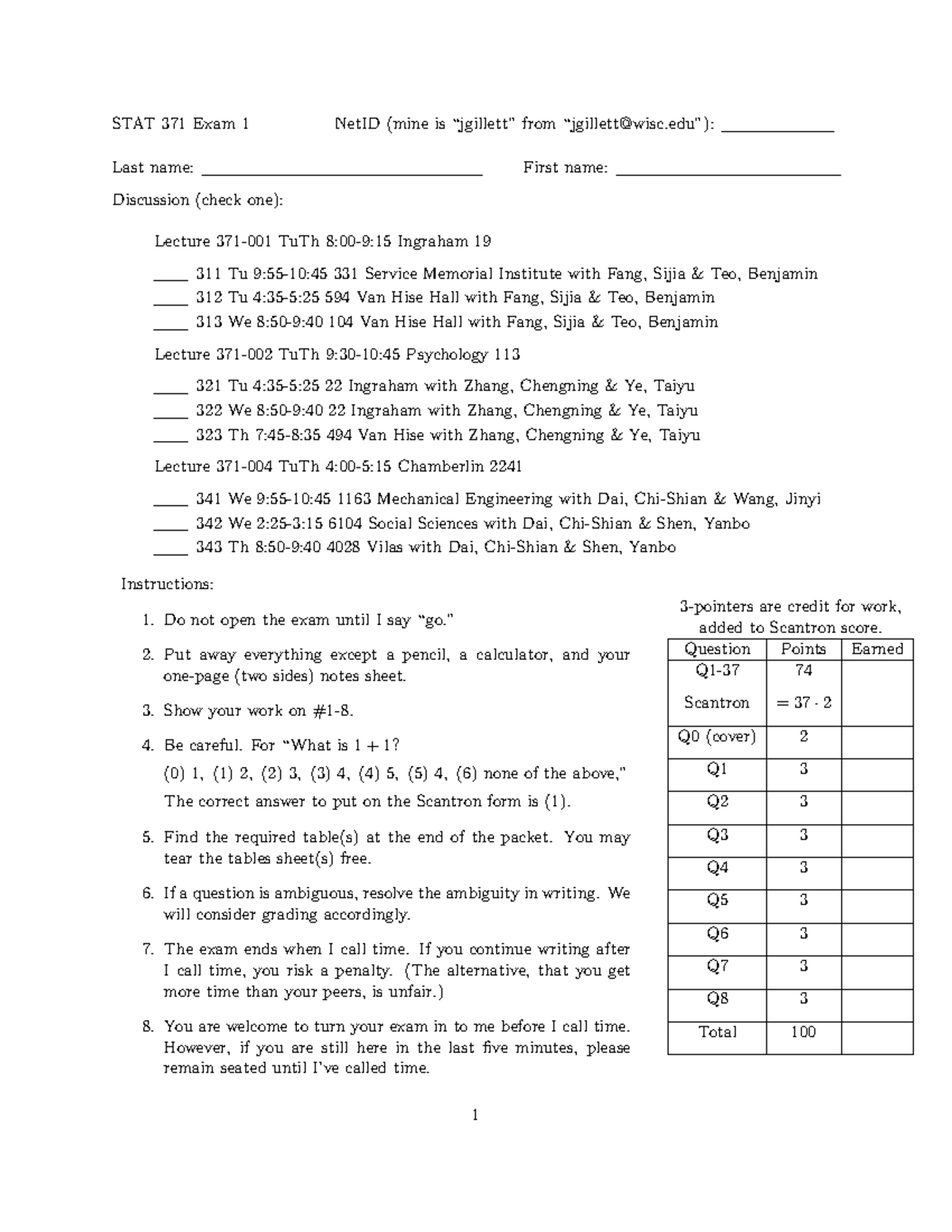 1spring 2020 - Exam practice - STAT 371 Exam 1 NetID (mine is “jgillett ...