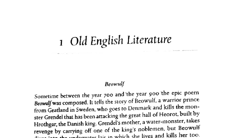 Old English Literature: Analyzing Beowulf and Its Context - Studocu