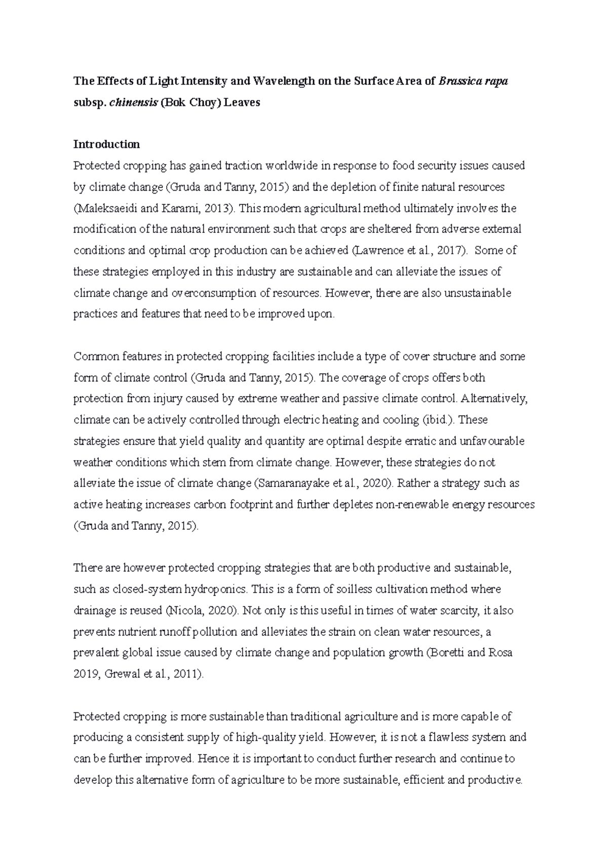 BIOL1007 Report - The Effects of Light Intensity and Wavelength on the ...