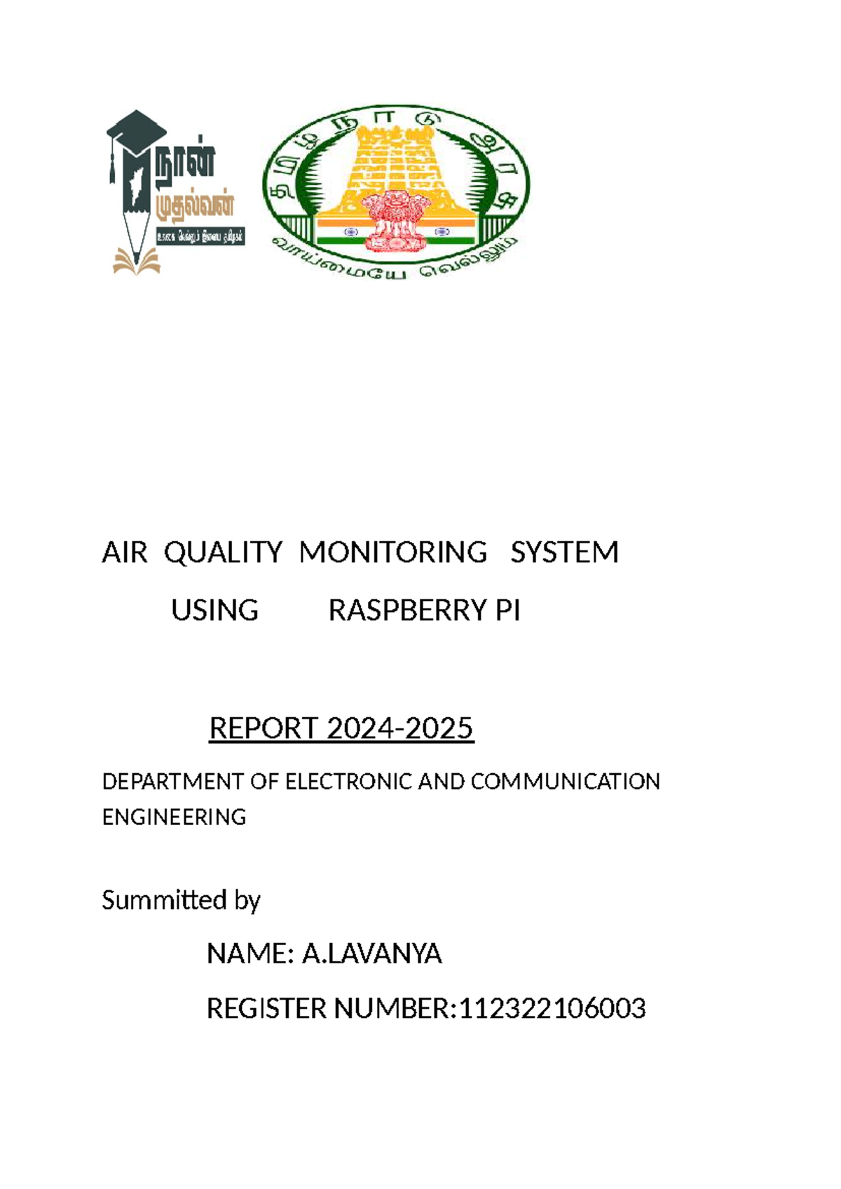 AIR QUALITY MONITORING SYSTEM USING RASPBERRY PI - FINAL PROJECT - Studocu
